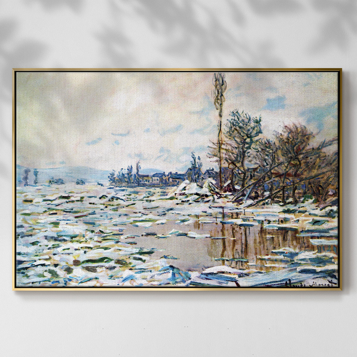 Wildon Home® Break Up Of Ice Framed On Canvas by Claude Monet Print | Wayfair